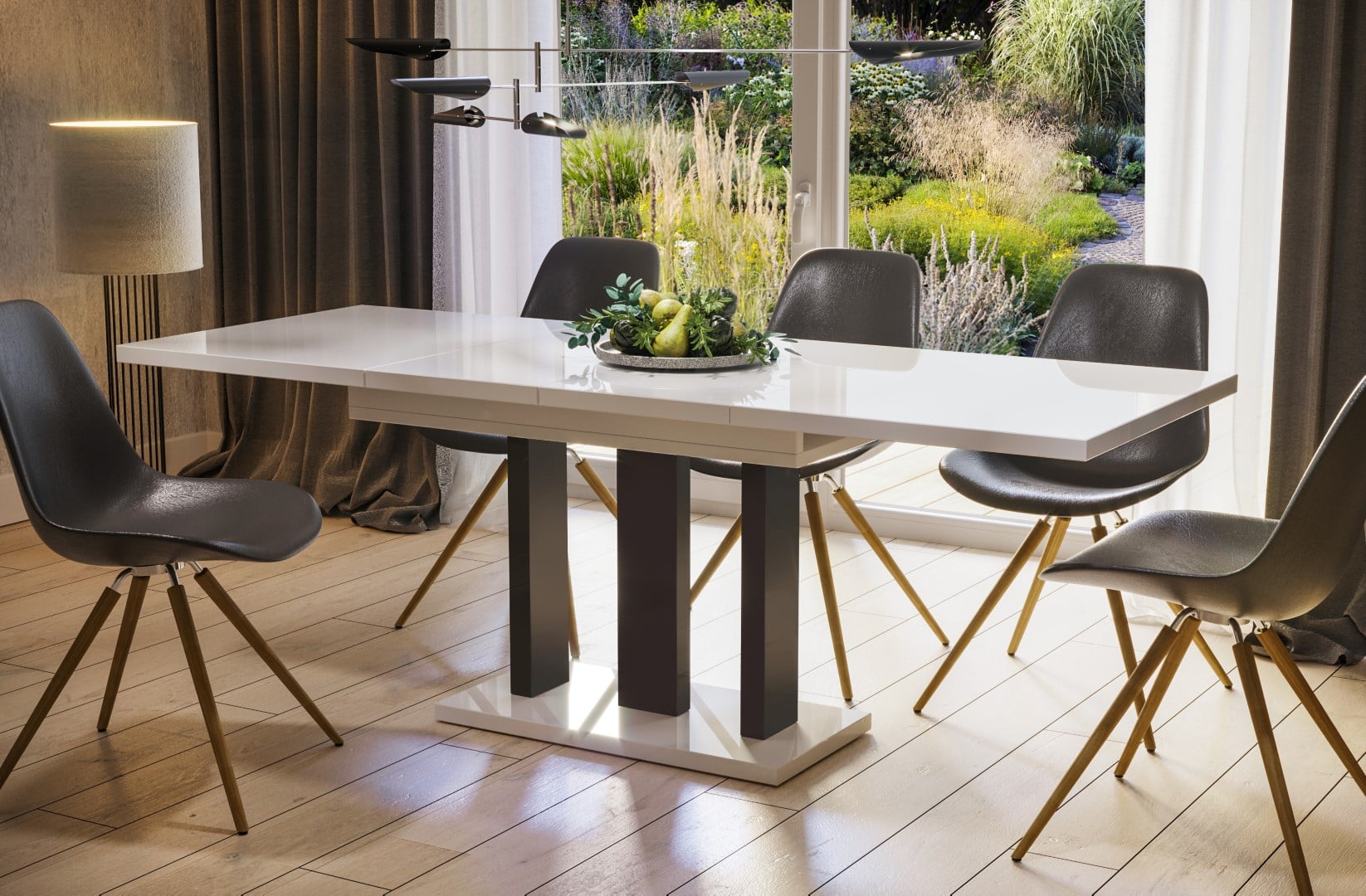 Amplier Uitschuifbare Eettafel Wit met matte poten – Tomasso Tables